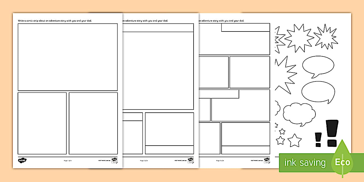 Father's Day Comic Writing Template (teacher made) - Twinkl