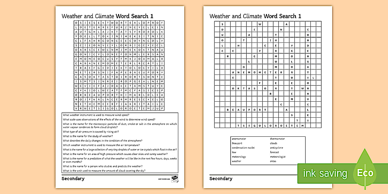 Weather and Climate Word Search (teacher made) - Twinkl