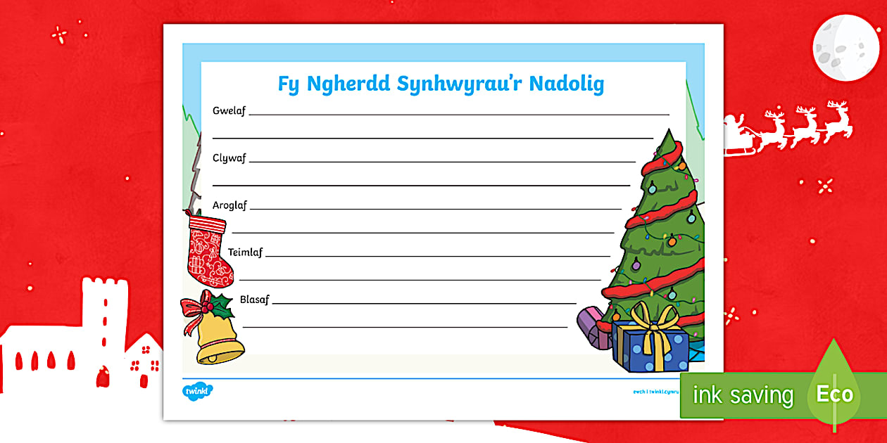 Cerdd Synhwyrau'r Nadolig (professor feito) - Twinkl