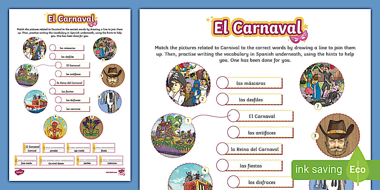 Spanish: Carnival Matching Activity - Twinkl