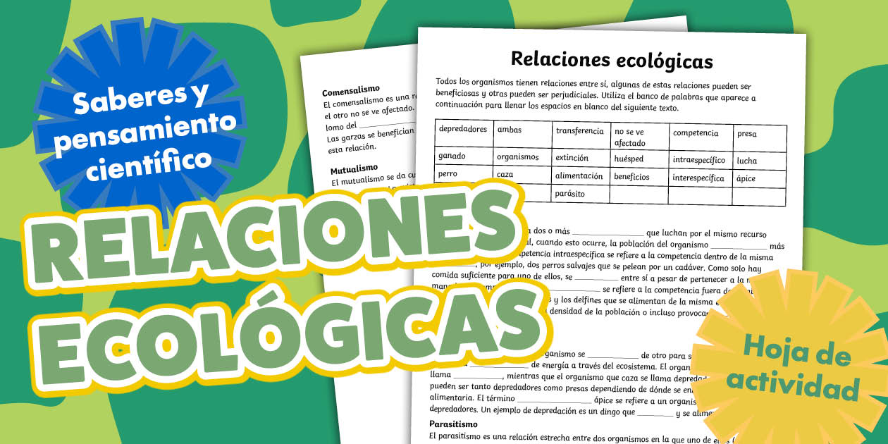 Actividad sobre relaciones ecológicas