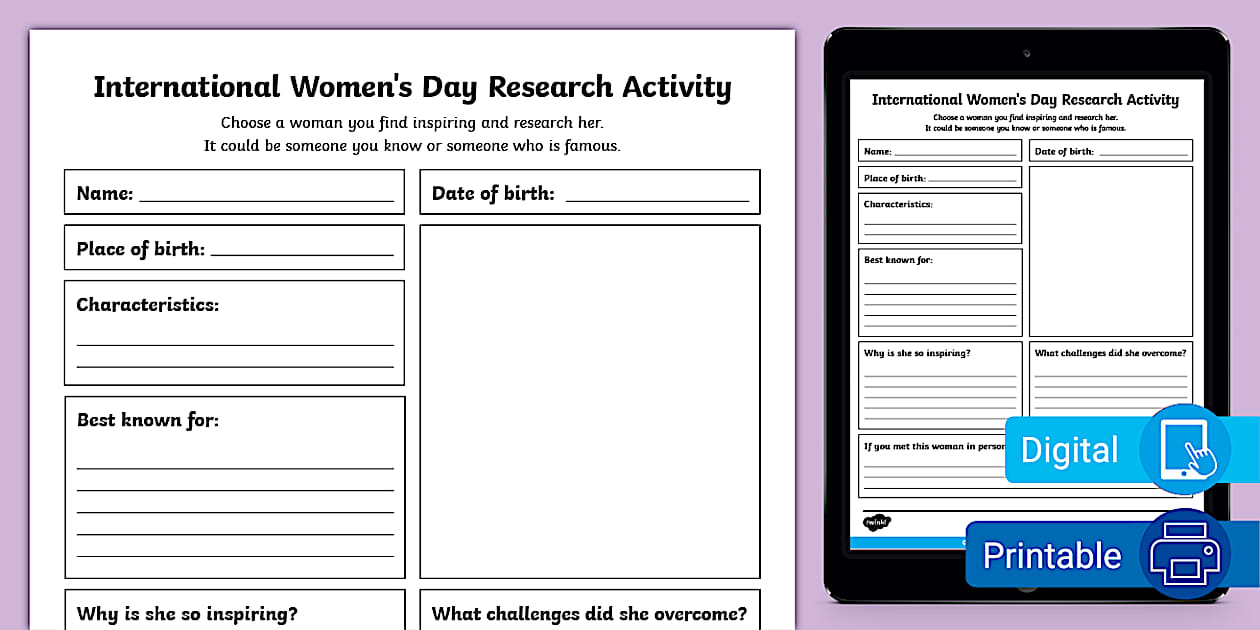 International Women's Day Research Worksheet | Twinkl USA