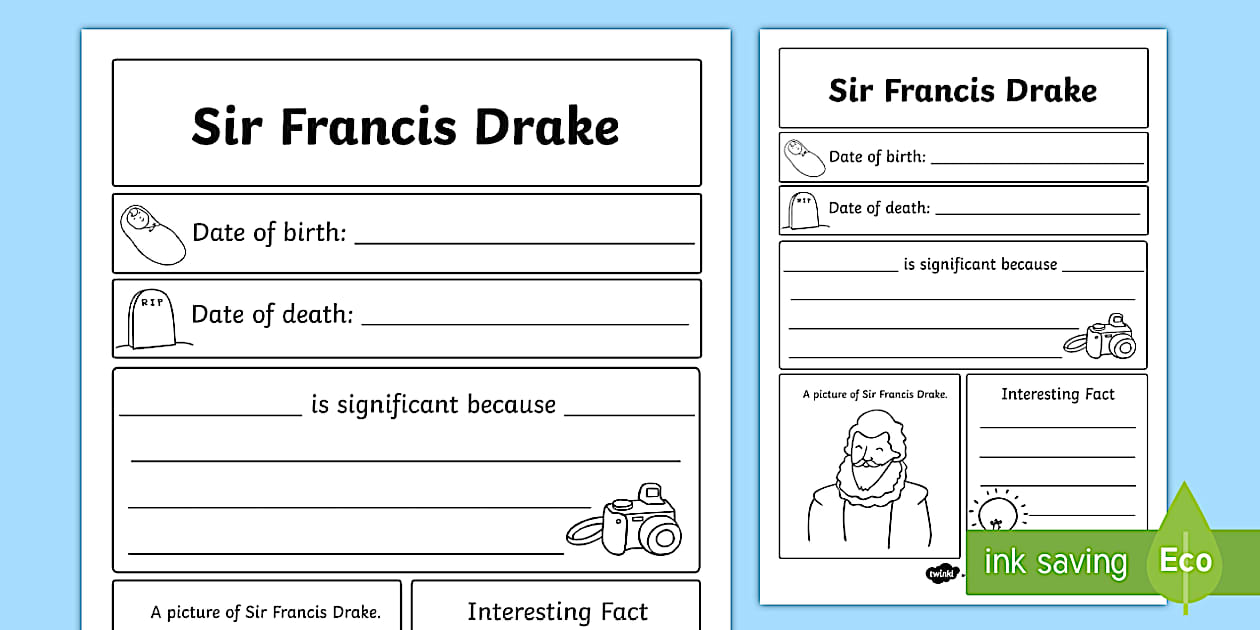 Sir Francis Drake Writing Task (teacher made) - Twinkl