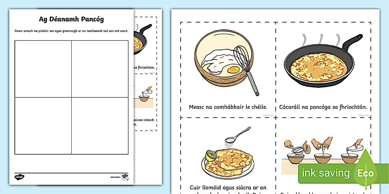 Making Pancakes Cut and Paste Sequencing Activity Gaeilge
