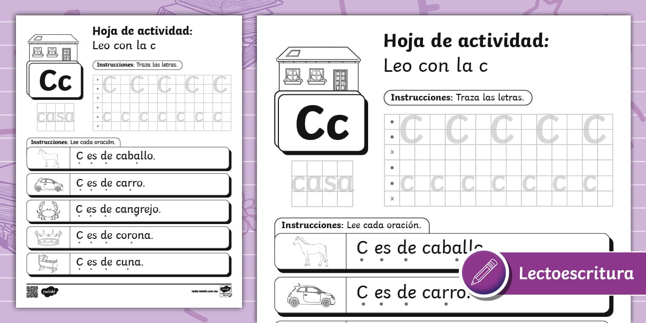 Hoja de actividad: Leo con la c ca-co-cu - Twinkl