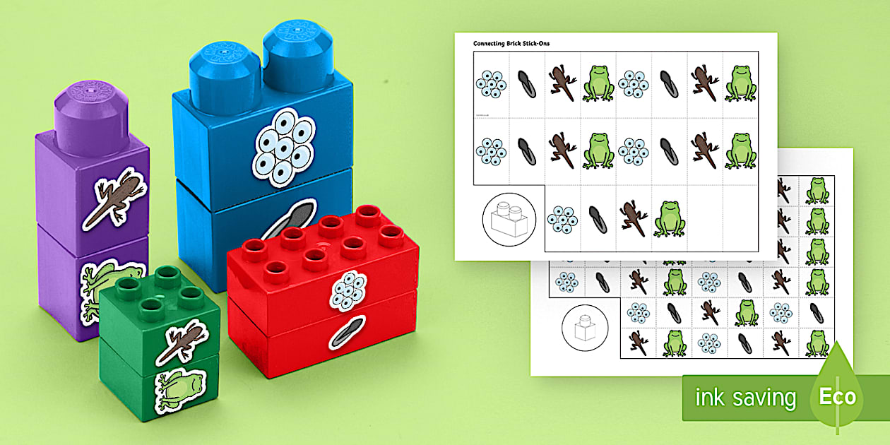 Life Cycle of a Frog Connecting Bricks Game (teacher made)