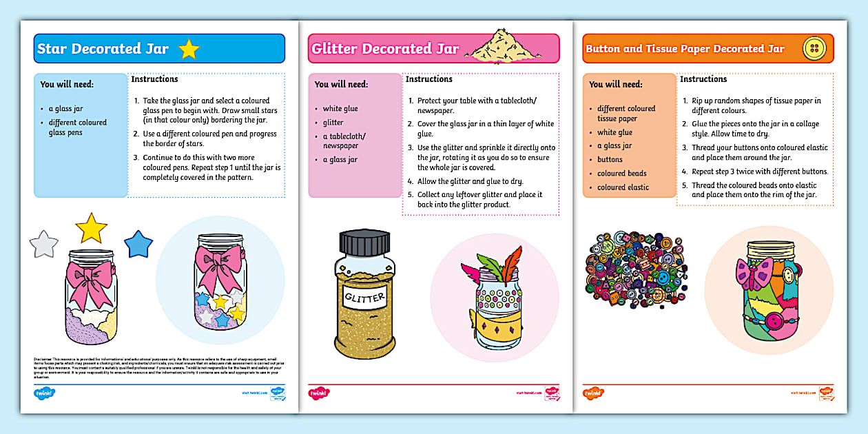 Decorated Glass Jars Craft Activity (Teacher-Made) - Twinkl