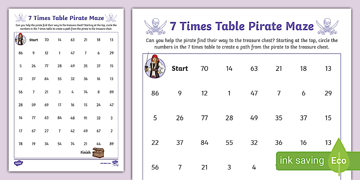 👉 7 Times Table Pirate Maze