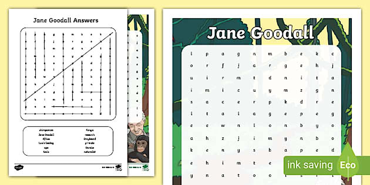 KS1 Jane Goodall Word Search (teacher made) - Twinkl