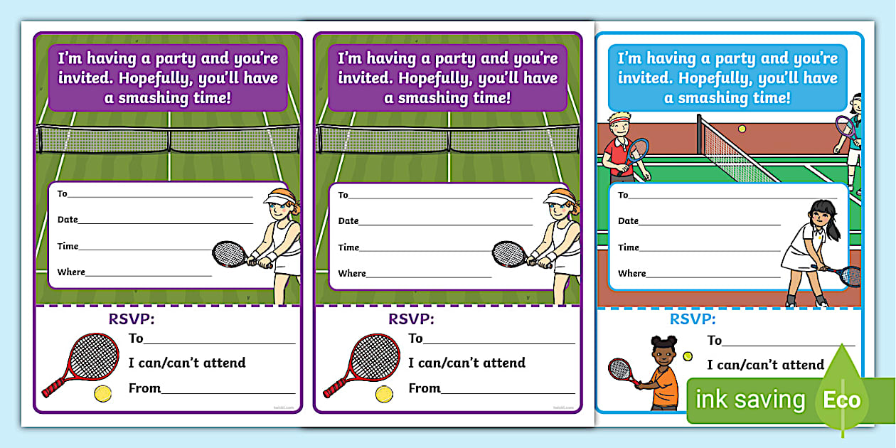Tennis-Themed Party Invitations | Twinkl | Party Printables