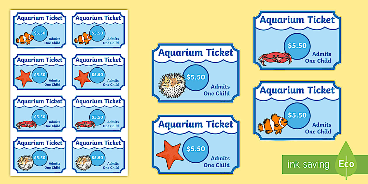 SA The Aquarium Role Play Tickets (teacher made) - Twinkl