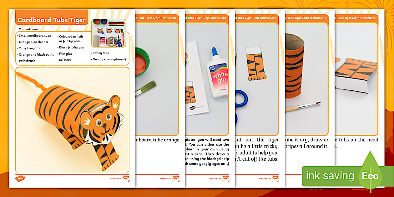 Cardboard Tube Tiger Craft Instructions (teacher made)