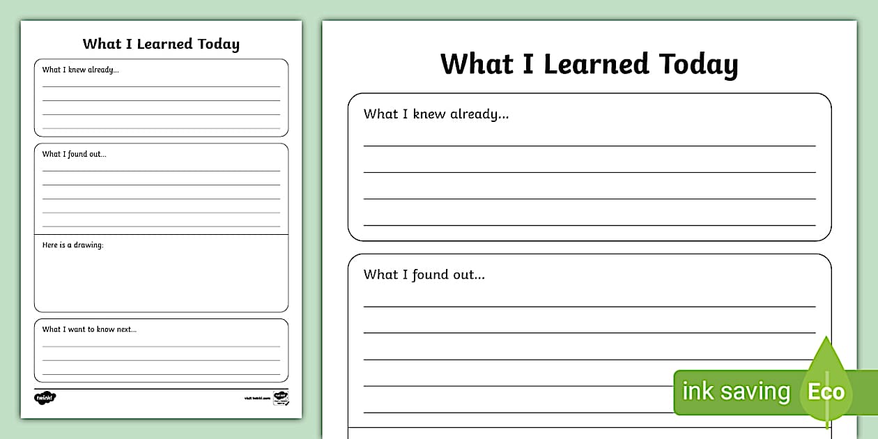 What I Learned Today Template (teacher made) - Twinkl