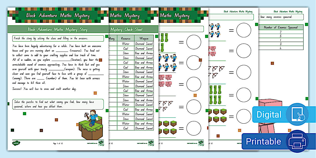 Block Adventure Math Mystery (teacher made) - Twinkl