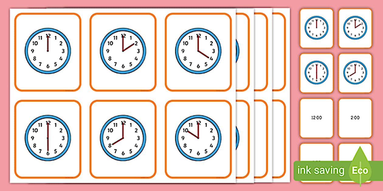Editable O’Clock and Half Past Time Matching Cards