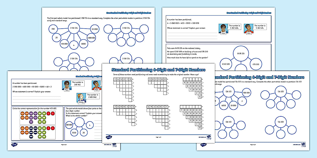 👉 Partitioning 6-Digit and 7-Digit Numbers Activity Sheet