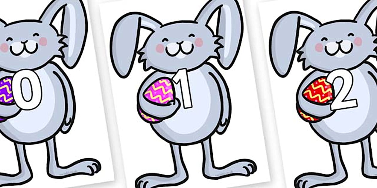 Numbers 0-100 on Easter Bunny Rabbit (teacher made) - Twinkl