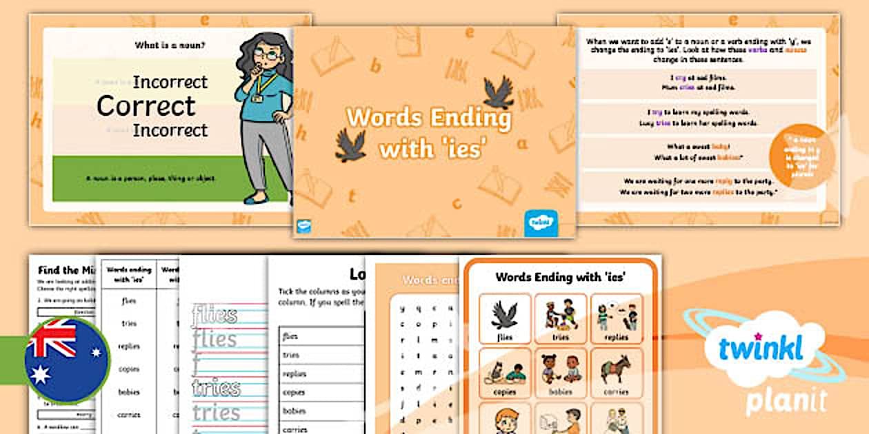 Year 2 Spelling: Words ending with 'ies' (teacher made)