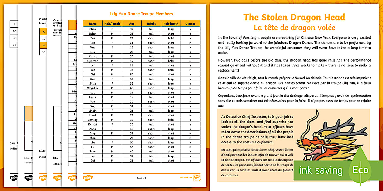 Chinese New Year Mystery Game English/French - Twinkl
