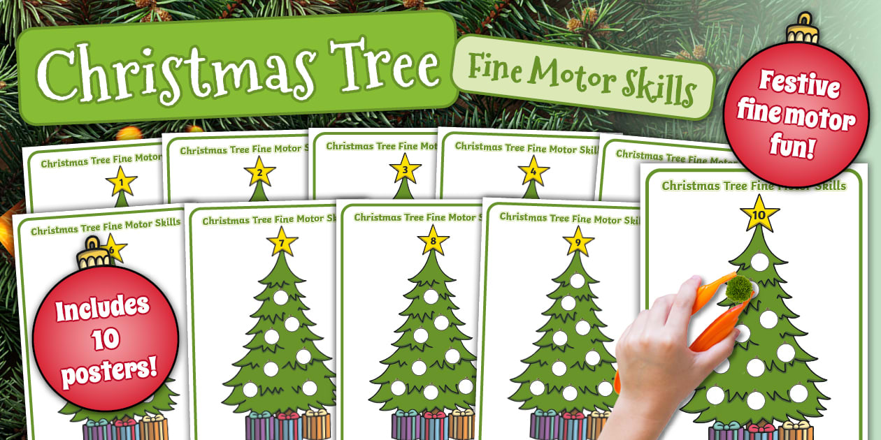 Christmas Tree Fine Motor Skills Number Activity | Twinkl