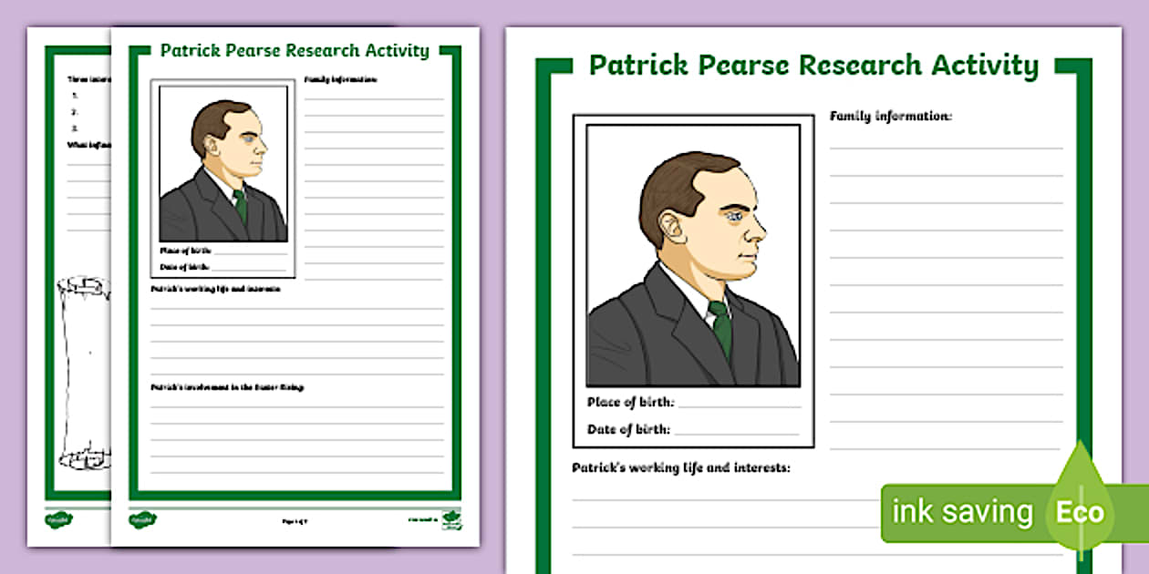 Patrick Pearse Research Activity (teacher made) - Twinkl