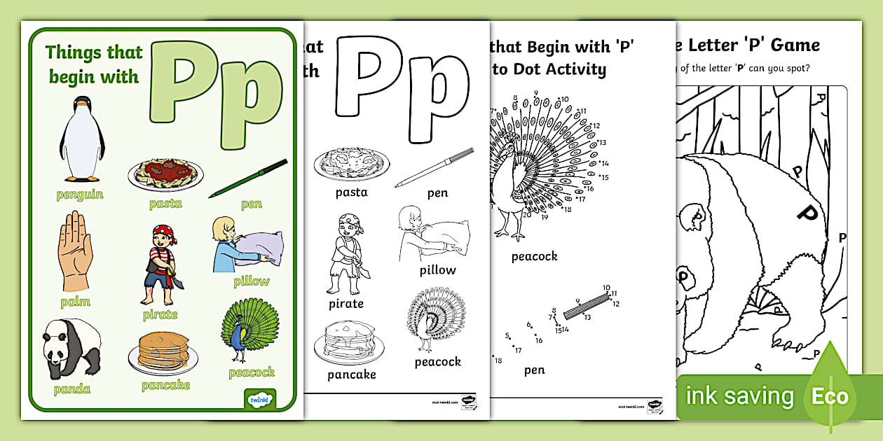 Things that Begin with P Worksheets Pack - Twinkl Resources