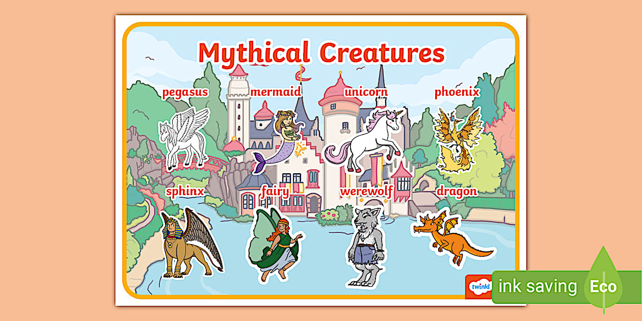 Mythical Creatures Names Word Mat (teacher made) - Twinkl