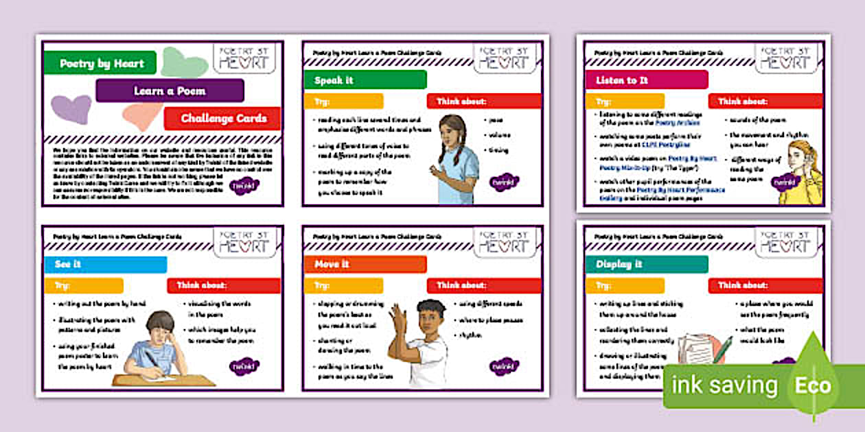 Poetry By Heart Learn a Poem Challenge Cards (teacher made)