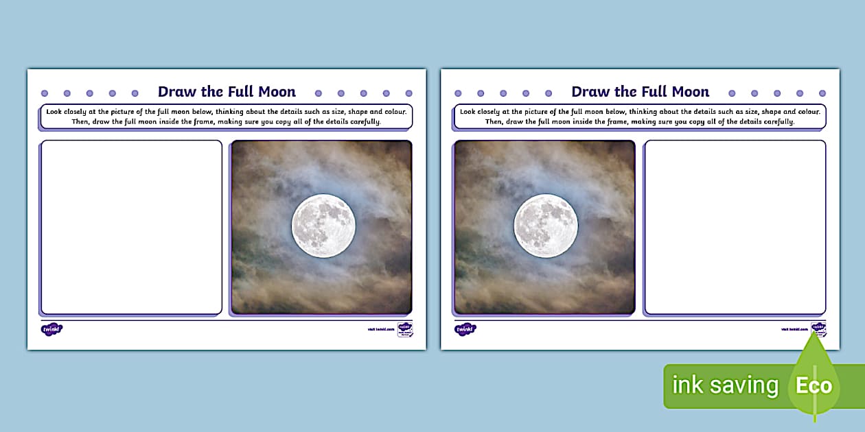 Draw the Full Moon Art Activity (teacher made) - Twinkl