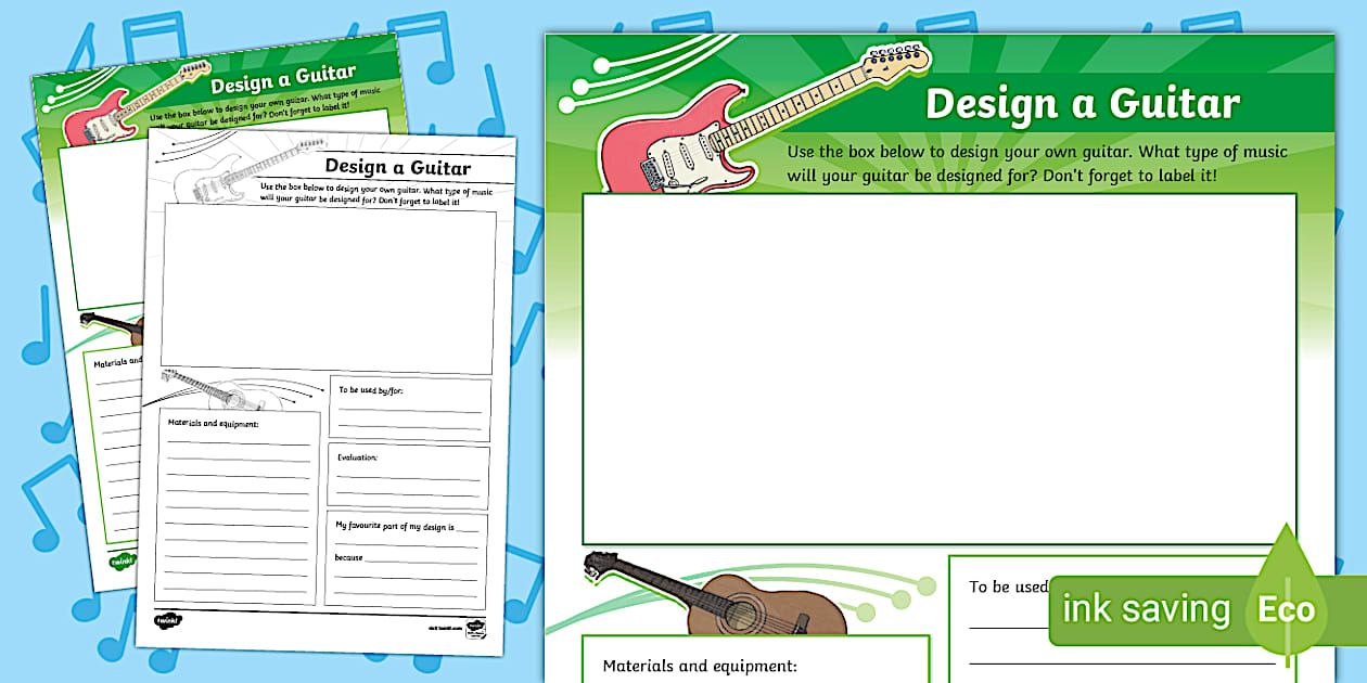 Design a Guitar Worksheet (teacher made) - Twinkl