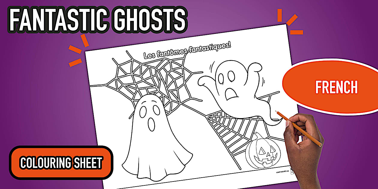 Fantastic Ghosts Primary Halloween Colouring Sheet French