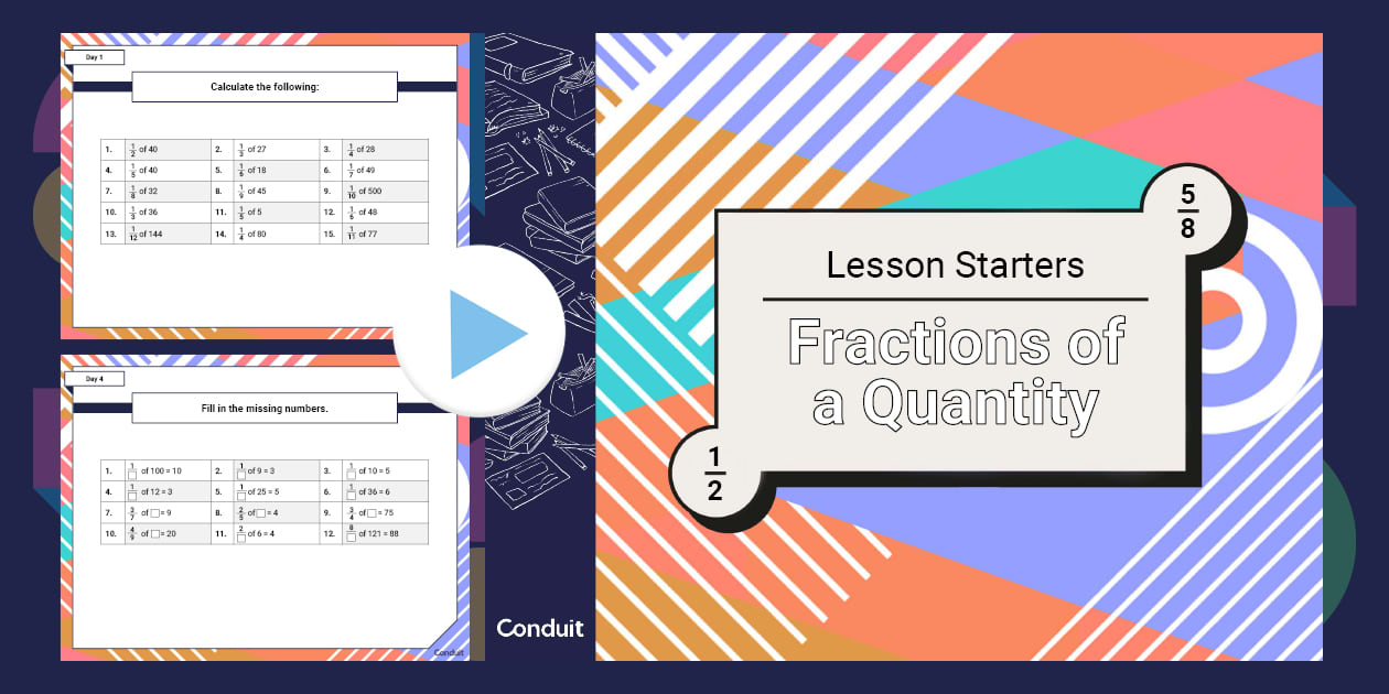 Fractions of a Quantity - Five Lesson Starters PowerPoint