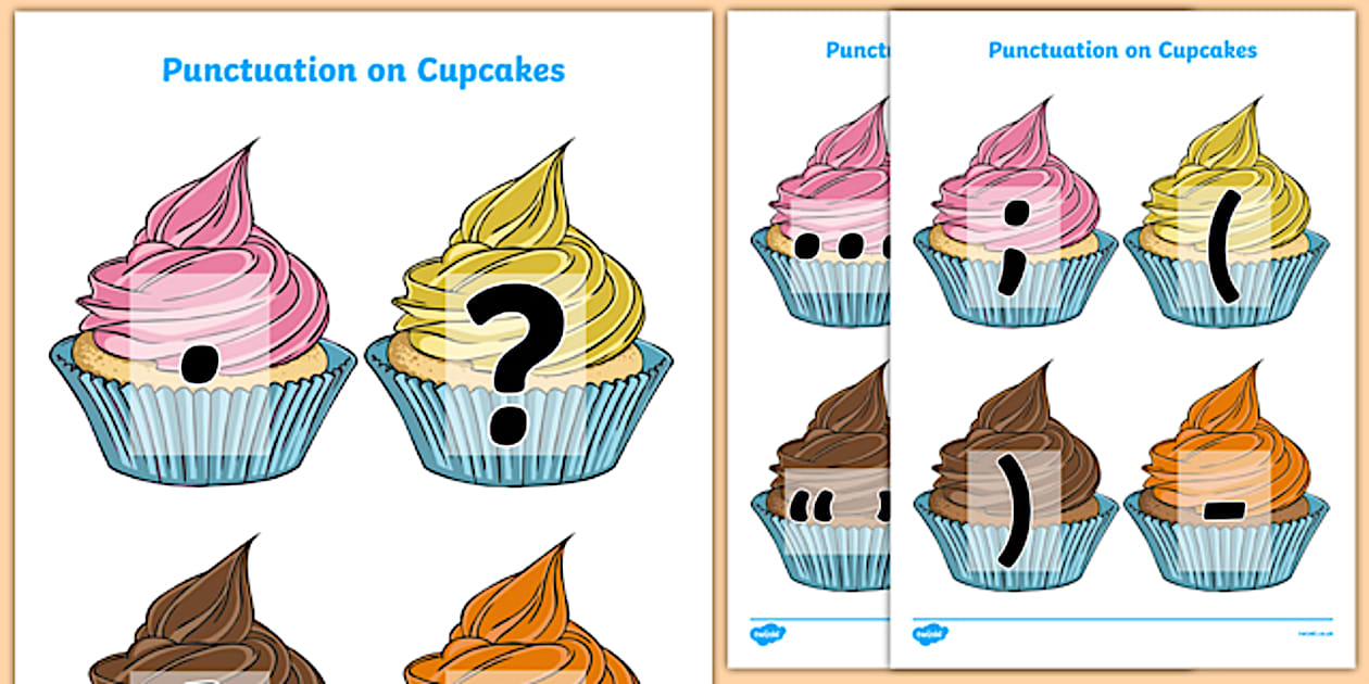 Punctuation Marks on Cupcakes (A4) (teacher made) - Twinkl