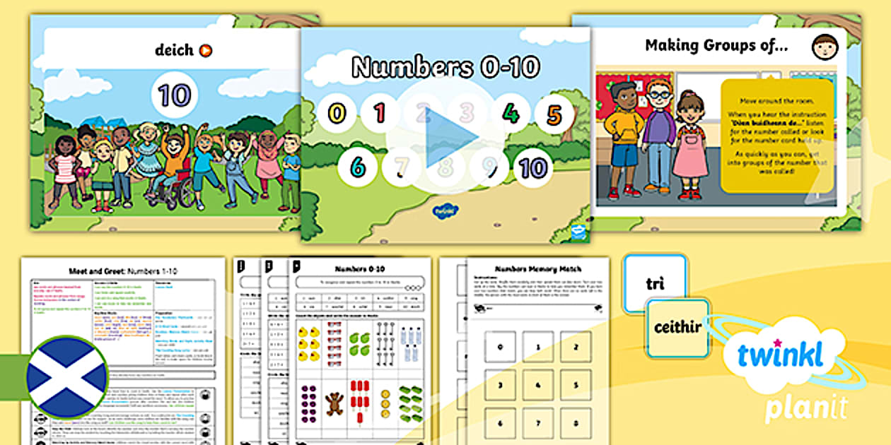 PlanIt Scotland Gaelic Meet and Greet: Numbers 0-10 Lesson Pack 5