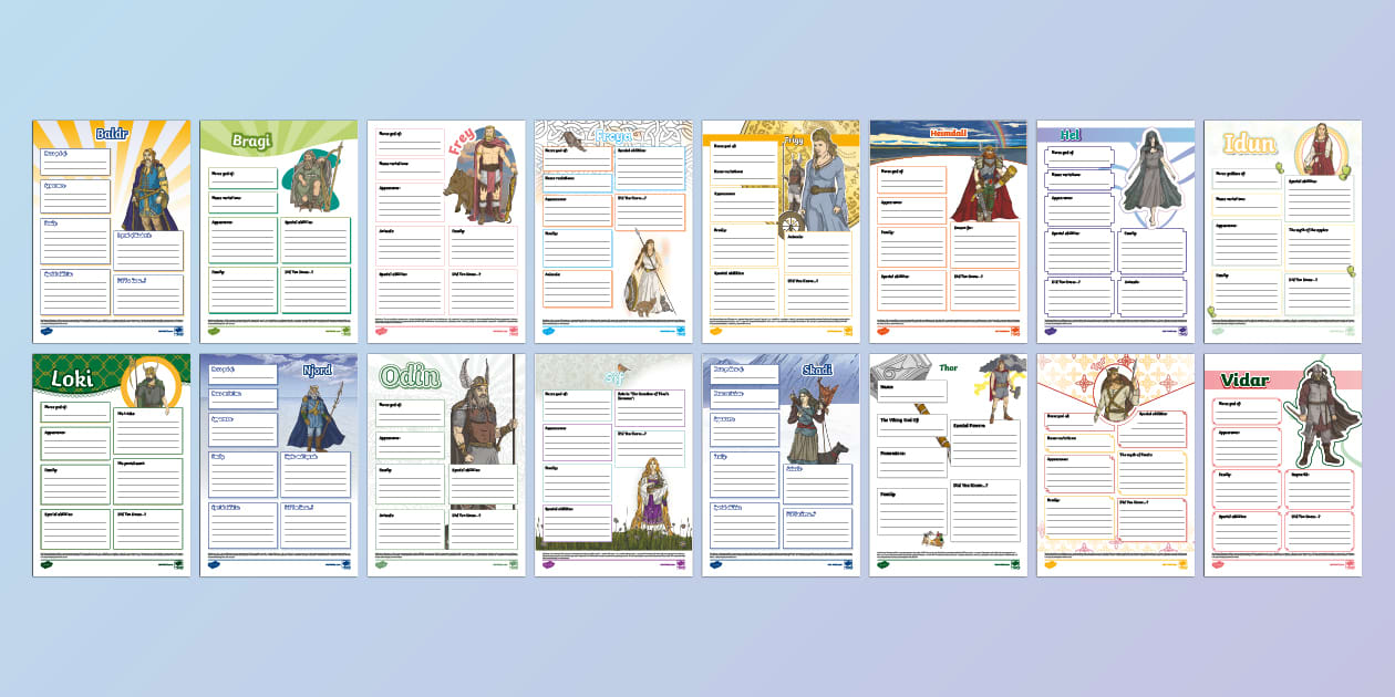 Norse/Viking Gods and Goddesses Fact File Template Pack