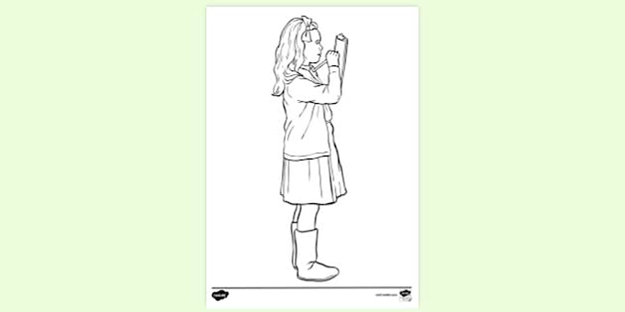 Writing Girl Colouring Sheet | Colouring Sheets - Twinkl
