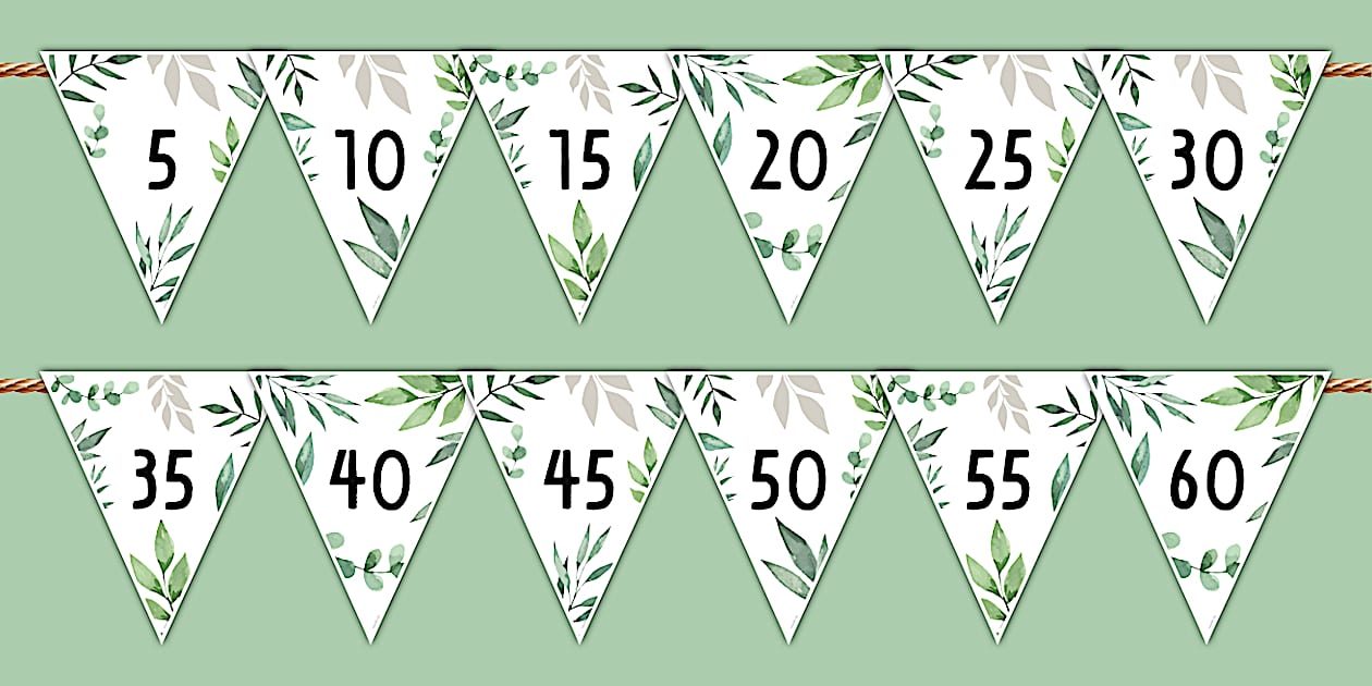 Muted Botanical-Themed Counting in 5s Bunting (teacher made)