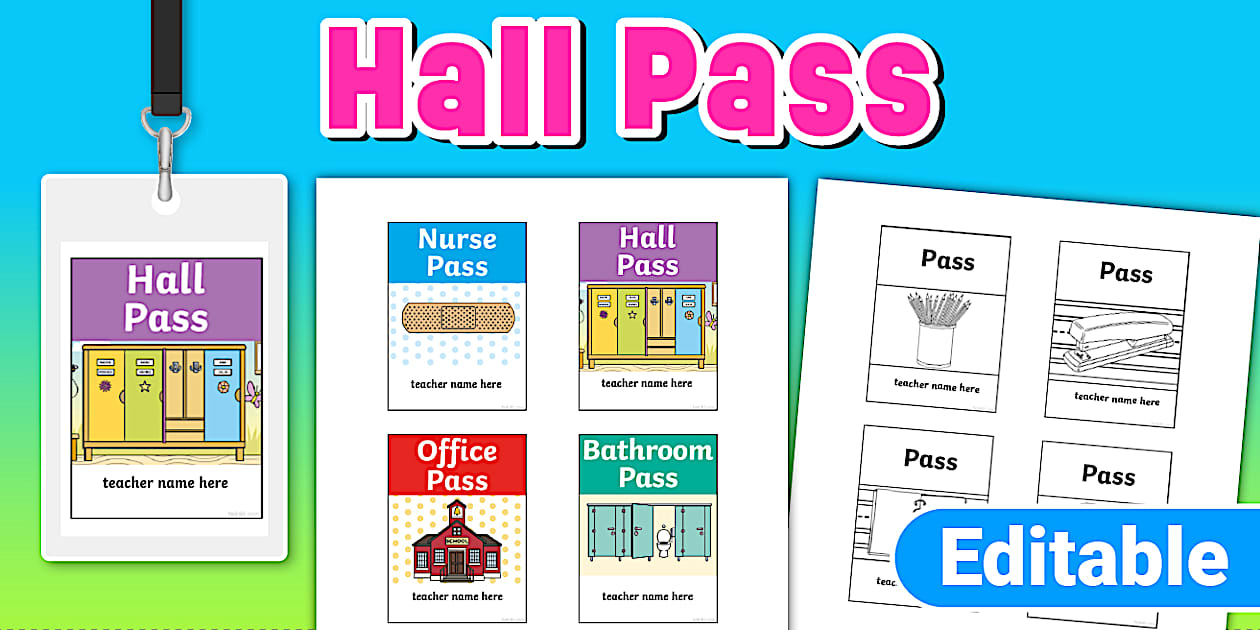 Editable Hallway Passes (teacher made) - Twinkl