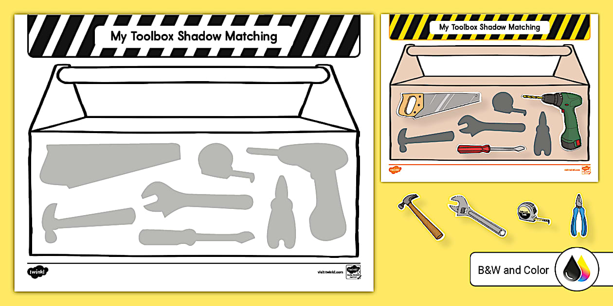 My Toolbox Shadow Matching Cut and Paste Worksheet - Twinkl