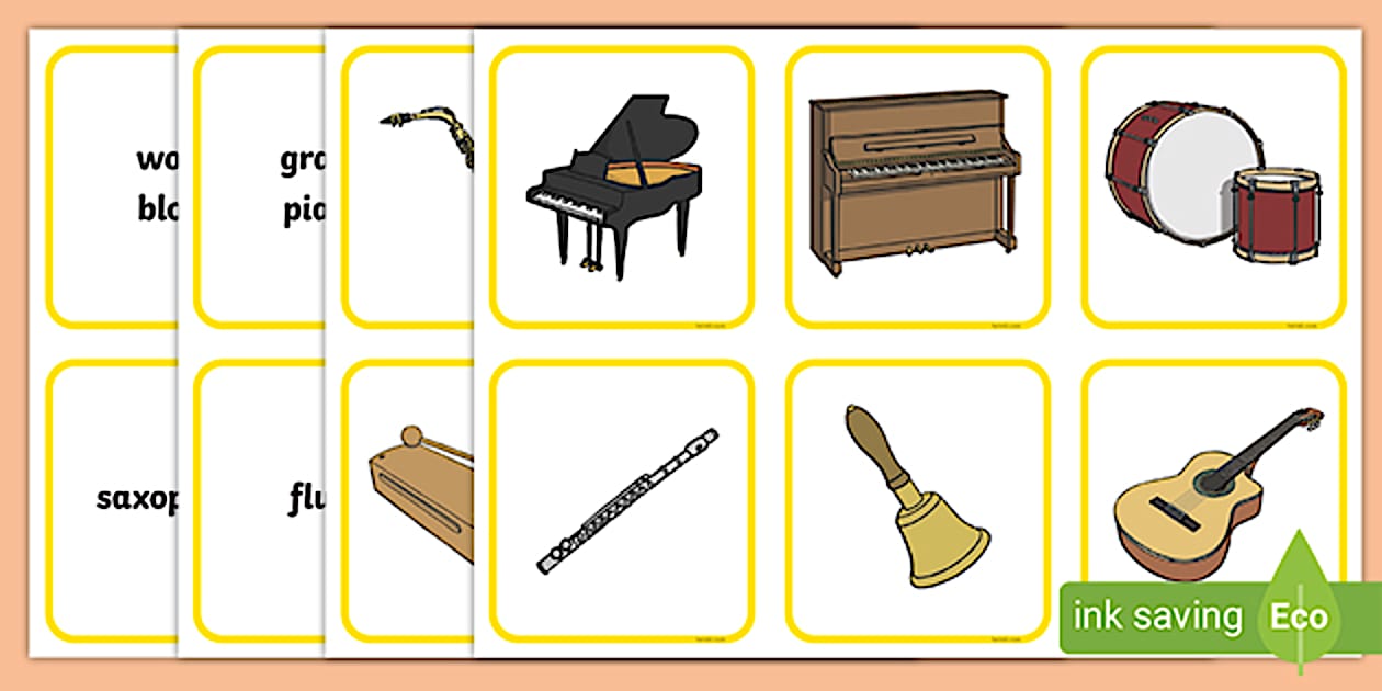 Musical Instrument Matching Cards - ESL Music Vocabulary