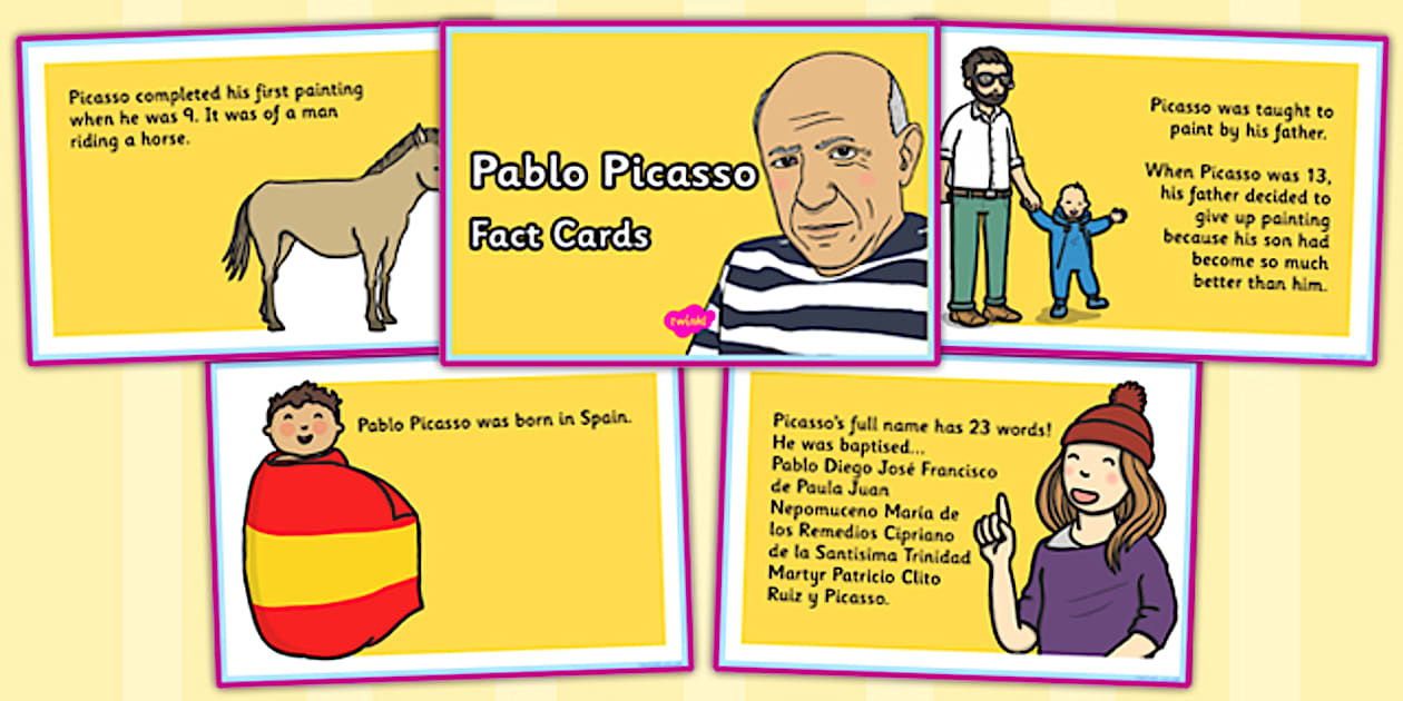 Editable Pablo Picasso Fact Cards (teacher made) - Twinkl