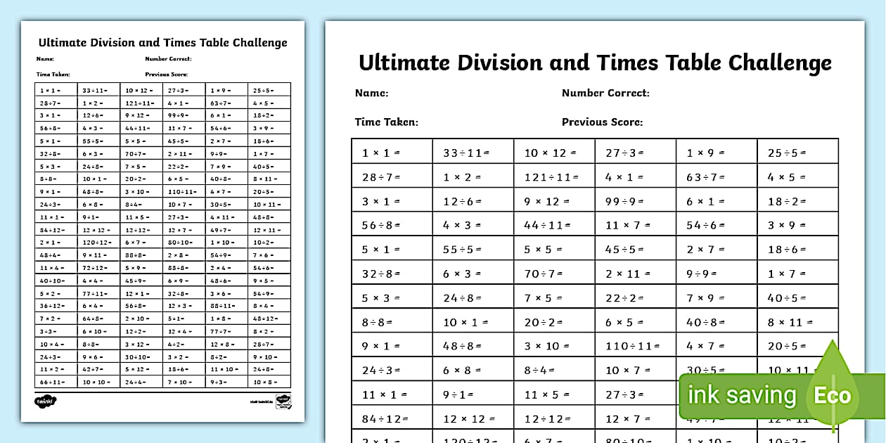 KS2 Ultimate Division and Times Tables Challenge - KS2 Ultimate ...