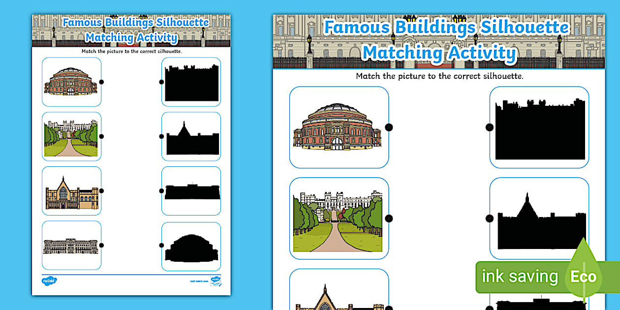 Famous Buildings Silhouette Matching Activity (teacher made)