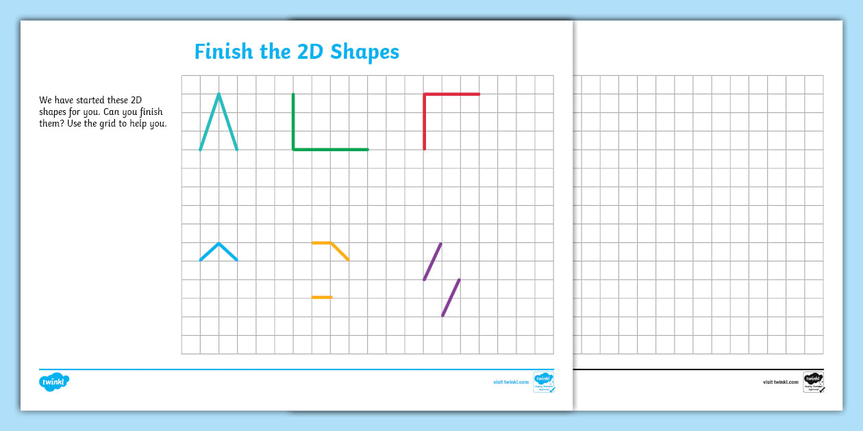 Finish the 2D Shapes Activity Sheet (Teacher-Made) - Twinkl