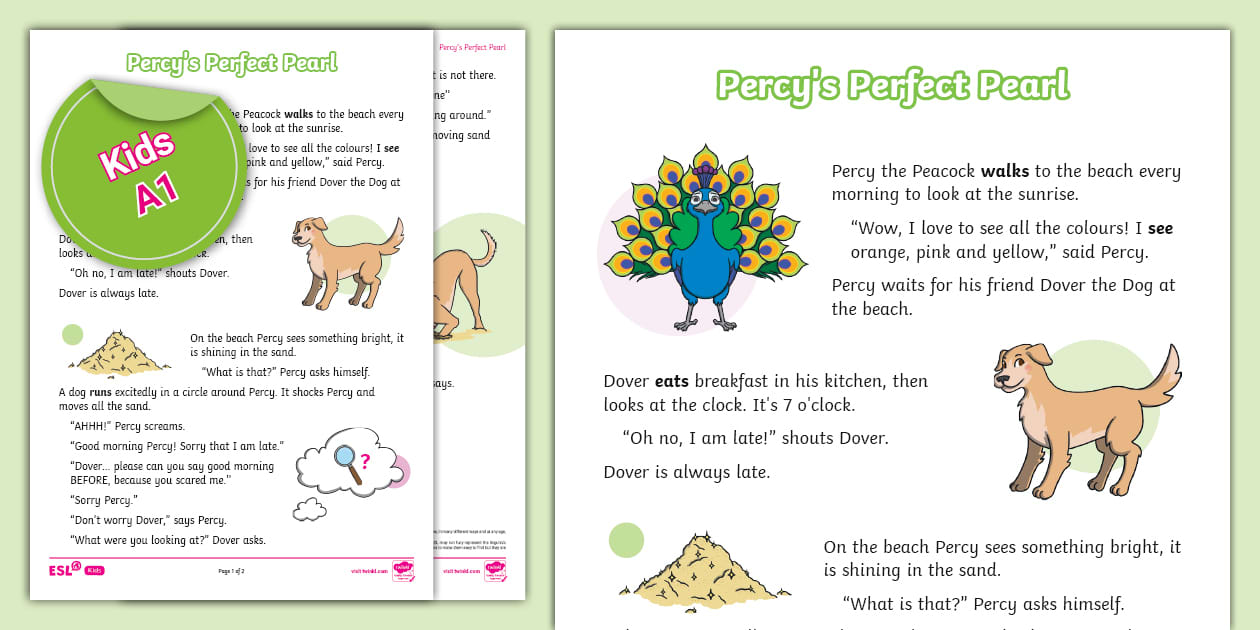 ESL Percy's Perfect Pearl Reading Comprehension on Twinkl
