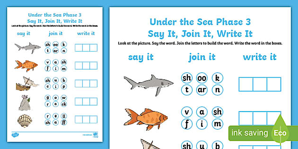 Under the Sea Phase 3 Say It, Join It, Write It Activity
