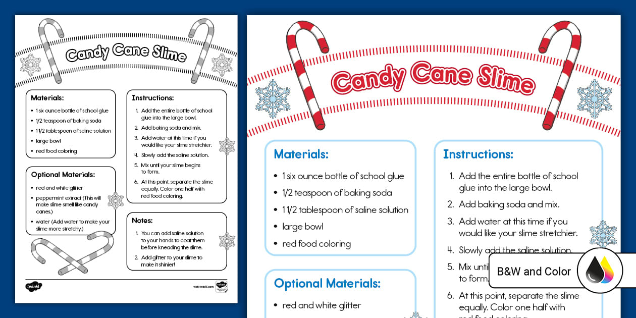 Fluffy Candy Cane Slime Recipe (teacher made) - Twinkl