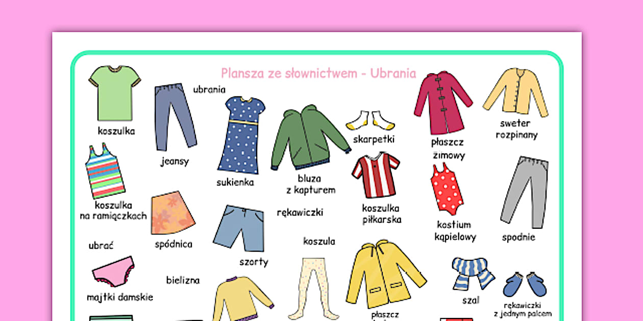 Black and White Clothes Word Mat Polish (teacher made)