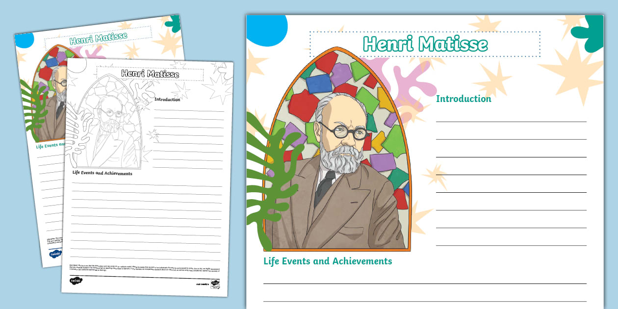 * NEW * Henri Matisse Biography Template - Twinkl