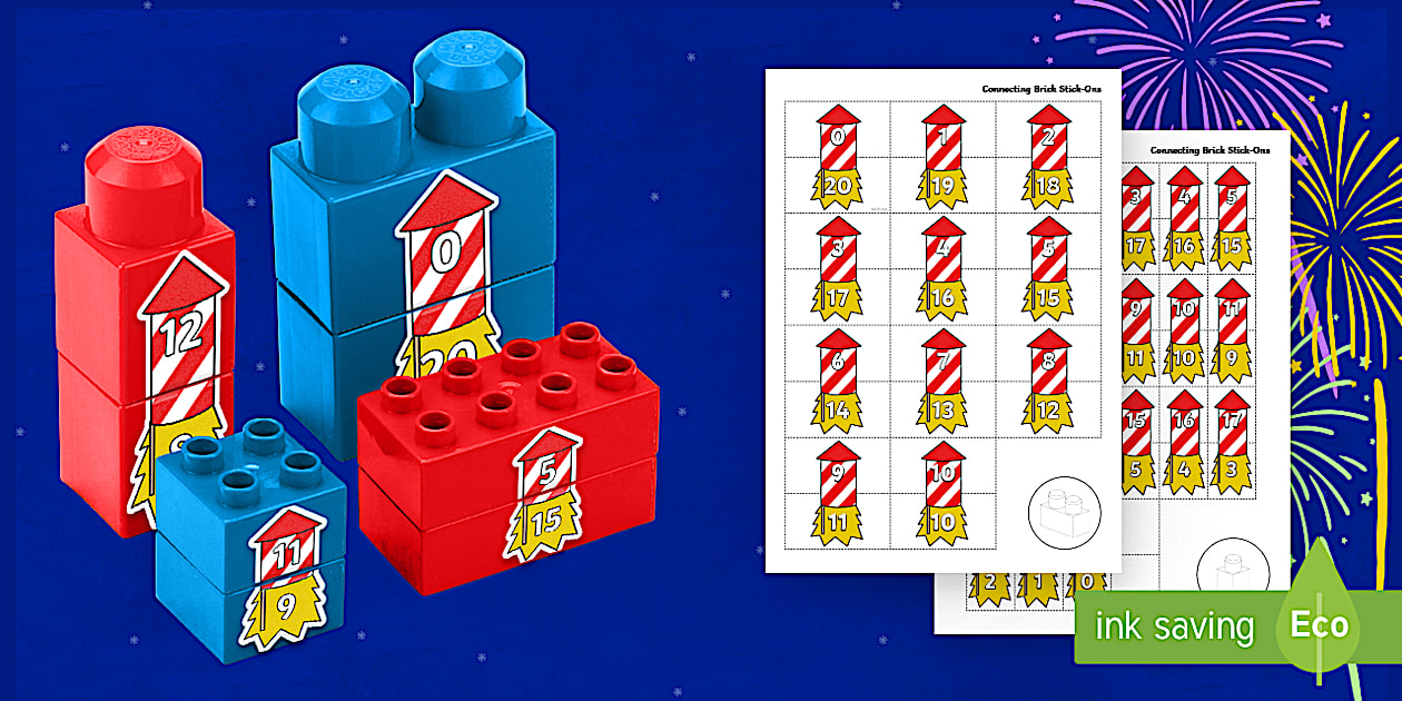 Firework Rocket Number Bonds to 20 Matching Connecting Bricks Game